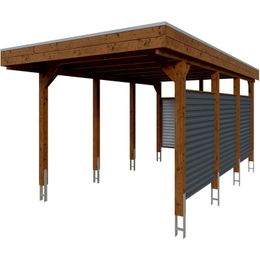 Skan Holz Einzelcarport &raquo;Friesland Set 11&laquo; Massivholz 270 cm Nussbaum braun B/H/T: 241cm x