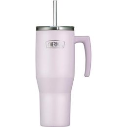 Thermos Thermobecher &raquo;REFRESHING SERIES ISOLIERTRINKBECHER mit Strohhalm&laquo; 1,10l, 6h hei&szlig; & 6h kalt, mit Griff rosa Edelstahl, Kunststoff, Silikon, 