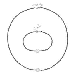 Firetti Damen Ketten und Armband Set &raquo;Multipack Schmuck Geschenk Silber 925 Armkette Halskette&laquo; (Set, 2 tlg.) mit H&auml;matit, mit Muschelkernperle silber