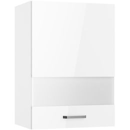 KOCHSTATION H&auml;ngeschrank &raquo;KS-Paula&laquo; 50 cm breit, 70 cm hoch, mit 1 T&uuml;r mit Glaseinsatz, 2 Einlegeb&ouml;den wei&szlig; wei&szlig;, B/H/T: 50cm x 70,4cm x 34,9cm, T&uuml;ren