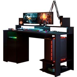 Parisot Kinderschreibtisch &raquo;Gaming&laquo; Gamingtisch, Jugendschreibtisch, Schreibtisch, inkl. LED Beleuchtung schwarz B/H/T: 150cm x 85cm x 60cm