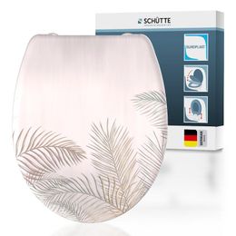 Sch&uuml;tte WC-Sitz &raquo;PALM LEAVES&laquo; Toilettendeckel, Absenkautomatik, Schnellverschluss, O-Form, bis 175kg Duroplast Einheitsgr&ouml;&szlig;e