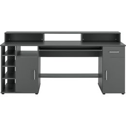 VOGL M&ouml;belfabrik Schreibtisch &raquo;Timra mit Monitoraufsatz, Tastaturauszug & Towerfach,&laquo; Breite 154 oder 178 cm, Made in Germany grau B/H/T: 178cm x 88cm