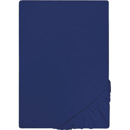 Spannbettlaken &raquo;Jersey in Gr. 90x200, 140x200 oder 180x200 cm&laquo; aus Baumwolle, f&uuml;r Matratzen bis 22 cm H&ouml;he, Bettlaken, Spannbetttuch blau Jersey, 