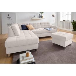 Sit & More sit&more Ecksofa &raquo;Picasso L-Form&laquo; wahlweise mit Schlaffunktion und Bettkasten beige Struktur fein (100% Polyester) B/H/T: 233cm x 80cm x 196cm, 