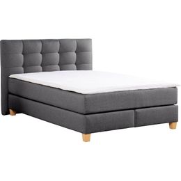 Home Affaire Boxspringbett &raquo;Moulay&laquo; inkl. Topper, in &Uuml;berl&auml;nge 220 cm, 3 H&auml;rtegrade, auch in H4 grau Struktur fein, Liegefl&auml;che B/L: 140cm x 220cm 