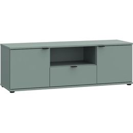 FORTE Lowboard &raquo;Ganymede&laquo; Breite 129,8cm, TV Board, Stauraum, Schublade; Metallgriffe, Kabelf&uuml;hrung gr&uuml;n Holzwerkstoff B/H/T: 129,8cm x 43,9cm x 