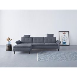 OTTO home Ecksofa &raquo;Birkholm L-Form&laquo; Armlehnverstellung, auch in Easy Clean Bezug - mit Wasser zu reinigen grau 100% Polyester B/H/T: 267cm x 83cm x 