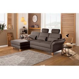 Home Affaire Ecksofa &raquo;Palace L-Form&laquo; incl. Sitztiefenverstellung, wahlweise mit Schlaffunktion und Stauraum braun Struktur fein (100% Polyester);