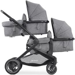 hauck Geschwisterwagen &raquo;Atlantic Twin, melange grey&laquo; 30 kg mit schwenk- und feststellbaren Vorderr&auml;dern grau Einheitsgr&ouml;&szlig;e Geschwisterwagen
