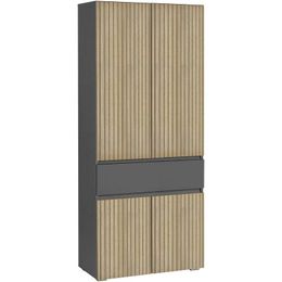 Home Affaire Hochschrank &raquo;Wisla&laquo; mit 4 T&uuml;ren & 1 Schublade, Breite 76 cm, H&ouml;he 180 cm schwarz Holzwerkstoff anthrazit, B/H/T: 76cm x 180cm x 35cm, 