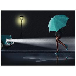 Artland Glasbild &raquo;Verregneter Tag 2&laquo; Frau 1 Stk. tlg. in verschiedenen Gr&ouml;&szlig;en blau B/H/T: 80cm x 60cm, Glasbild Frau Querformat, 1 Stk.