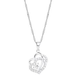Amor Damen Kette mit Anh&auml;nger &raquo;Herzen&laquo; mit Zirkonia (synth.) bunt Silber 925 (Sterlingsilber), L: 42