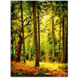 Artland Leinwandbild &raquo;Wald II&laquo; Waldbilder 1 Stk. tlg. auf Holzrahmen gespannt gr&uuml;n Leinwand B/H/T: 60cm x 80cm, Leinwandbild Waldbilder Hochformat, 1 Stk.