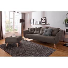 Home Affaire 3-Sitzer &raquo;Baggio modern und romantisches Design, bequem&laquo; Zierkissen inklusive grau B/H/T: 236cm x 80cm x 103cm, Struktur