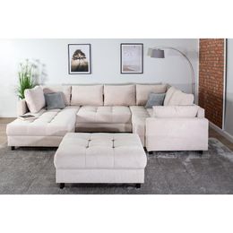 Collection AB Wohnlandschaft &raquo;Toni U-Form, B: 298 cm&laquo; Set: Sofa & Hocker, 2 Zierkissen, Federkern 95%Polyester;5%Nylon B/H/T: 298cm x 44cm x 203cm, 