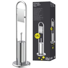 EISL&reg; WC-Garnitur &raquo;Toilettenpapierhalter stehend&laquo; aus Edelstahl Standgarnitur mit Toilettenb&uuml;rste, WC B&uuml;rstengarnitur freistehend grau Edelstahl 