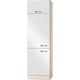 Optifit K&uuml;hlumbauschrank &raquo;Faro&laquo;, mit Metallgriffen, Breite 60 cm wei&szlig; akaziefarben, B/H/T: 60cm x 206,8cm x 57,1cm, T&uuml;ren: 2 Stk.