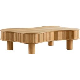 Salesfever Couchtisch &raquo;Wohnzimmertisch organisch mit Massivholz-Lamellen 115 x 75 cm&laquo; 1 Stk. tlg. Stilvoller & moderner Holztisch mit Echtholzfurnier 