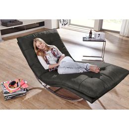 W.Schillig Relaxliege &raquo;daily dreams&laquo; in Waffelkissen-Optik, Schaukelgestell Chrom gl&auml;nzend, in 2 Breiten grau Longlife Xtra-Leder Z69: Das feinnarbige