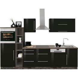 KOCHSTATION K&uuml;chenzeile &raquo;KS-Samos&laquo; Breite 310 cm, wahlweise mit E-Ger&auml;ten und Induktionkochfeld schwarz B/H/T: 310cm x 200cm x 60cm, ohne E-Ger&auml;te