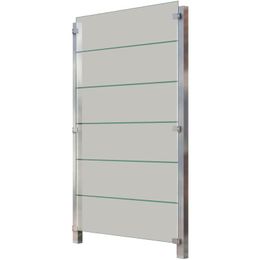 STAKET PRO Zaun Glaszaun, Gesamtl&auml;nge: 1,115 m, 2 Pfosten silber Edelstahl, Glas Pfosten: 2 Stk.