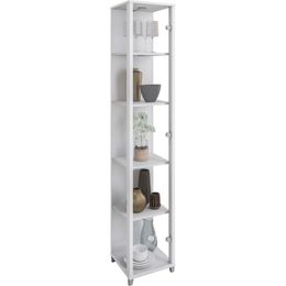 Fif M&ouml;bel fif m&ouml;bel Vitrine &raquo;OPTIMA&laquo; Standvitrine, Vitrinenschrank, Glasvitrine, Sammlervitrine wei&szlig; Holzwerkstoff, Sicherheitsglas ESG B/H/T: 31,5cm x 172cm x 