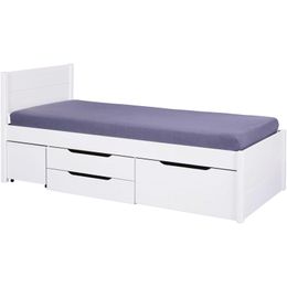 Inter Link Stauraumbett &raquo;Efetivo, inkl. Nachtkommode, Einzelbett, Doppelbett, Massivholz&laquo; Bett mit Stauraum, inkl. Lattenrost, 90/140/160/180x200 cm wei&szlig; 