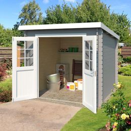Lasita Maja Gartenhaus &raquo;Indi 175&laquo; Blockbohlenhaus 28mm grau Massivholz ohne Fu&szlig;boden, ohne Dacheindeckung