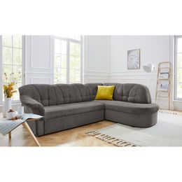 DOMO collection Ecksofa &raquo;Pegnitz, zeitlose und elegante R&uuml;ckensteppung, Breite 246cm, L-Form&laquo; wahlweise mit Bettfunktion grau 95% Polyester, 5% Nylon 