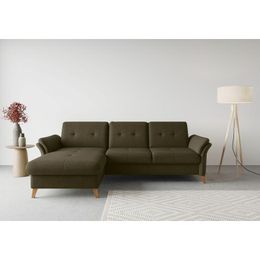 Sit & More sit&more Ecksofa &raquo;G&ouml;teborg&laquo; Sitztiefenverstellung und Federkern, wahlweise mit Bettfunktion gr&uuml;n B/H/T: 268cm x 90cm x 176cm, Flachgewebe AMSTERDAM, 