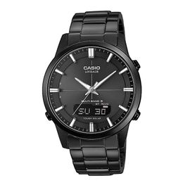 CASIO FUNK Herren Funkchronograph Solaruhr, Armbanduhr, Herrenuhr, Funkuhr, Edelstahlarmband, Saphirglas schwarz Einheitsgr&ouml;&szlig;e