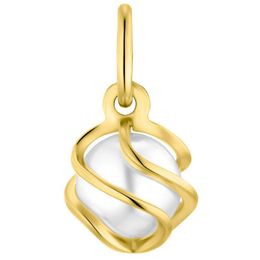 Amor Damen Kettenanh&auml;nger &raquo;Perle&laquo; Made in Germany - mit Wachsperle gold Gelbgold 375, 0,47 g