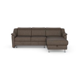 Sit & More sit&more Ecksofa &raquo;Freetown L-Form&laquo; inklusive Kopfteilverstellung und komfortablem Federkern grau B/H/T: 257cm x 84cm x 166cm, Luxus-Microfaser, 