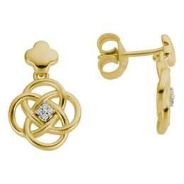 Firetti Damen Paar Ohrstecker &raquo;Schmuck Geschenk Gold 333 Ohrschmuck Ohrringe Knoten&laquo; mit Brillanten 0,03, 0,03 P2 = erkennbare Einschl&uuml;sse, Diamanten 