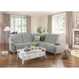 Home Affaire Ecksofa &raquo;Boston L-Form&laquo; Kopfteilverstellung an jeder Sitzfl&auml;che, wahlweise Relaxfunktion grau Struktur (100% Polyester);Luxus-Microfaser 