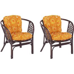 Home Affaire Rattanstuhl &raquo;Rattansessel&laquo; () im 2er-Set aus Rattan und passenden Kissenauflagen, Breite 66 cm braun Einheitsgr&ouml;&szlig;e