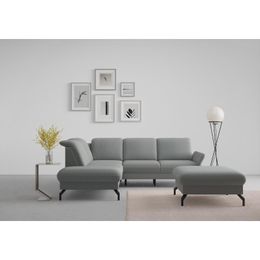 Sit & More sit&more Ecksofa &raquo;Fashion L-Form&laquo; wahlweise mit Kopfteilverstellung und Vorziehsitz, motorisch grau B/H/T: 250cm x 84cm x 207cm, Chenille, Ottomane 
