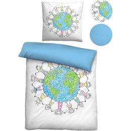 Biberna Wendebettw&auml;sche &raquo;Aaron&laquo; 2 Stk. hautfreundlich, k&uuml;hlend, mit Rei&szlig;verschluss, ganzj&auml;hrig einsetzbar blau Linon, Obermaterial: 100% Baumwolle B/L: 135cm 