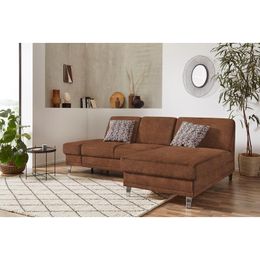 Sit & More sit&more Ecksofa &raquo;Clio L-Form&laquo; optional Schlaffunktion oder Vorziehsitz und Bettkasten, Federkern braun B/H/T: 246cm x 89cm x 165cm, Microfaser, 