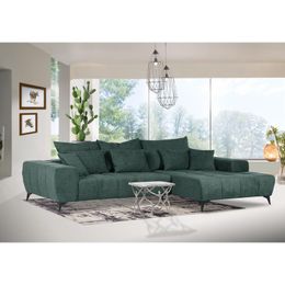 GUTMANN FACTORY Ecksofa gr&uuml;n 95% Polyester 5% Nylon B/H/T: 300cm x 60cm x 205cm, Flachgewebe, Ottomane rechts