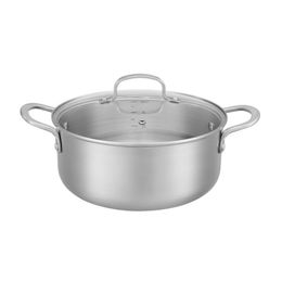 RESTO Kitchenware Kochtopf &raquo;CORVUS mit Glasdeckel, TRI-PLY- Aufbau &ndash; 3-lagige Konstruktion&laquo; 1 tlg. Aluminium Edelstahl 18/10 silber 4,25 l + &Oslash; 24cm + 
