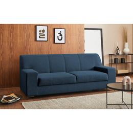 DOMO collection 2-Sitzer &raquo;Ledas kubisch und komfortabel, flache Armlehnen, eleganter Fu&szlig;,&laquo; in vielen Farben erh&auml;ltlich blau B/H/T: 210cm x 83cm x 88cm