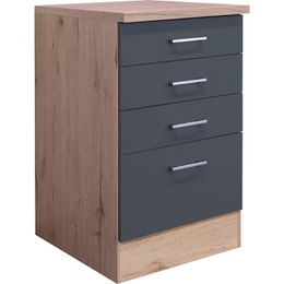 Flex-Well Schubkasten-Unterbau &raquo;Morena&laquo; (B x H x T) 50 x 85 x 60 cm, mit praktischen Schubk&auml;sten grau Holzwerkstoff San Remo Eiche, B/H/T: 50cm x 85cm x 60cm, 