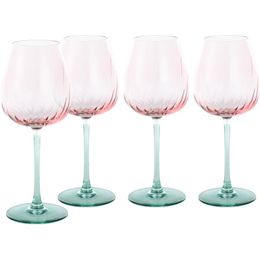 Creatable Weinglas &raquo;Swirly Spring, Weingl&auml;ser-Set, 4-tlg.&laquo; Rillen Relief, Modern, Sommerlich, Leicht bunt Glas &Oslash; 9cm x 23cm, 470ml, 4 Stk.
