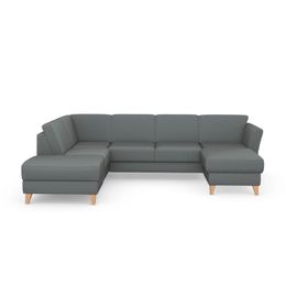 Sit & More sit&more Wohnlandschaft &raquo;Visby U-Form&laquo; wahlweise mit Schlaffunktion und Stauraum, frei im Raum stellbar grau B/H/T: 303cm x 87cm x 213cm, Chenille, 