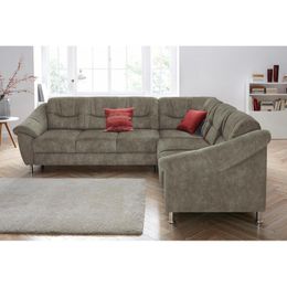 Sit & More sit&more Ecksofa &raquo;Salsa L-Form&laquo; mit Federkern, wahlweise mit Schlaffunktion grau Bedruckte Microfaser (100% Polyester);Luxus-Microfaser ALTARA NUBUCK 