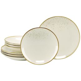 Creatable Tafelservice &raquo;Nature Collection, Service, Teller-Set, 8-tlg.&laquo; Handgemalte Sprenkel und R&auml;nder, Reaktivglasur beige Steinzeug 8