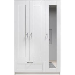 Schlafkontor Dreht&uuml;renschrank &raquo;Lepini, Kleiderschrank mit Spiegel und Schubkasten&laquo; als 3- oder 4-t&uuml;rer erh&auml;ltlich wei&szlig; Holzwerkstoff B/H/T: 117cm x 191cm x 50cm, 