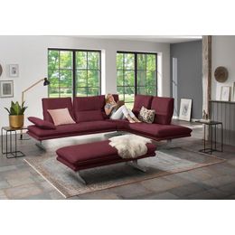 W.Schillig Ecksofa &raquo;broadway, Designsofa, mit tollem Sitzkomfort, L-Form&laquo; Sitztiefenverstellung, Kopfteil- & Seitenteilverstellung, Breite 284cm rot 